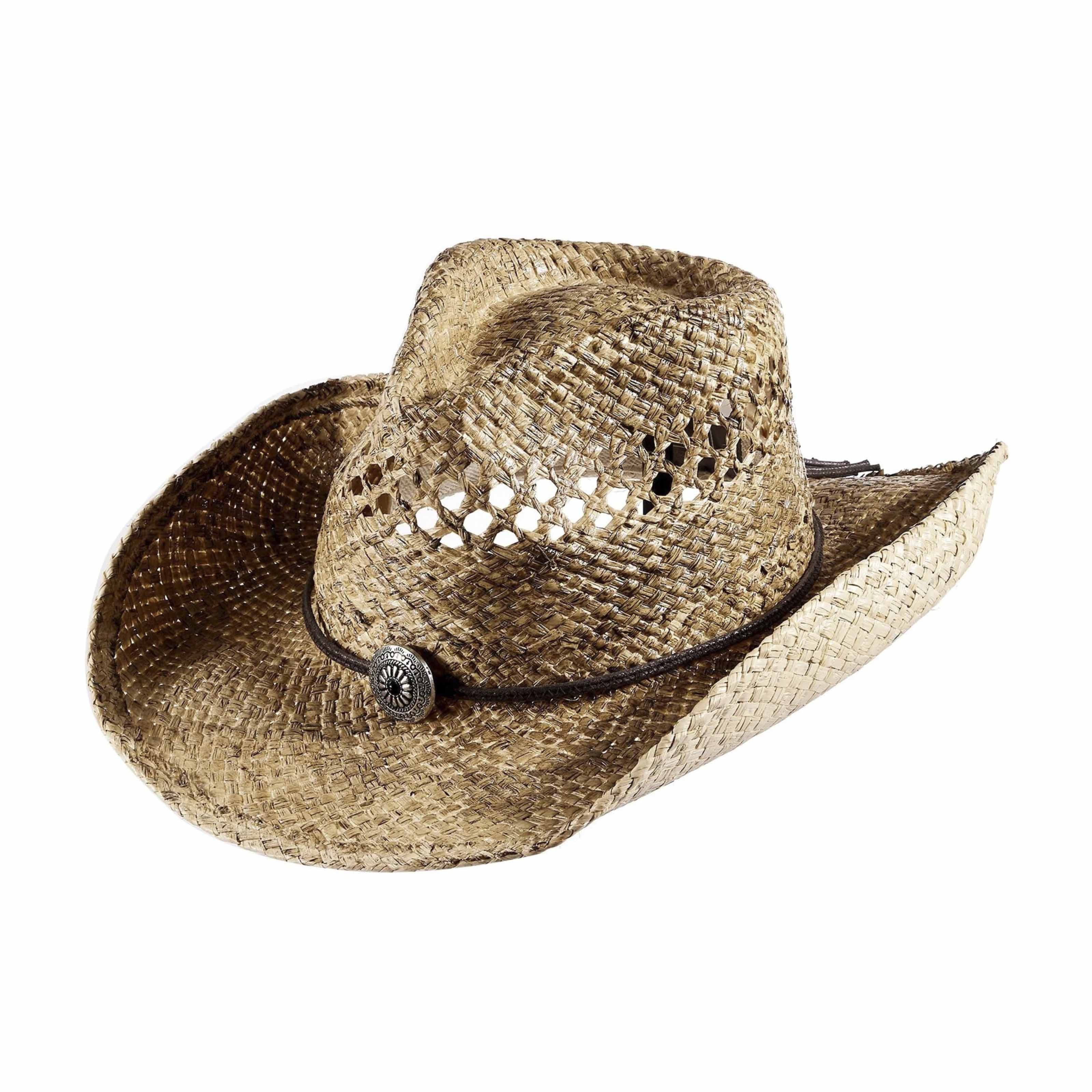 Rustler Raffia Straw Cowboy Hat – Dark Weathered Western Style | Mix Brown