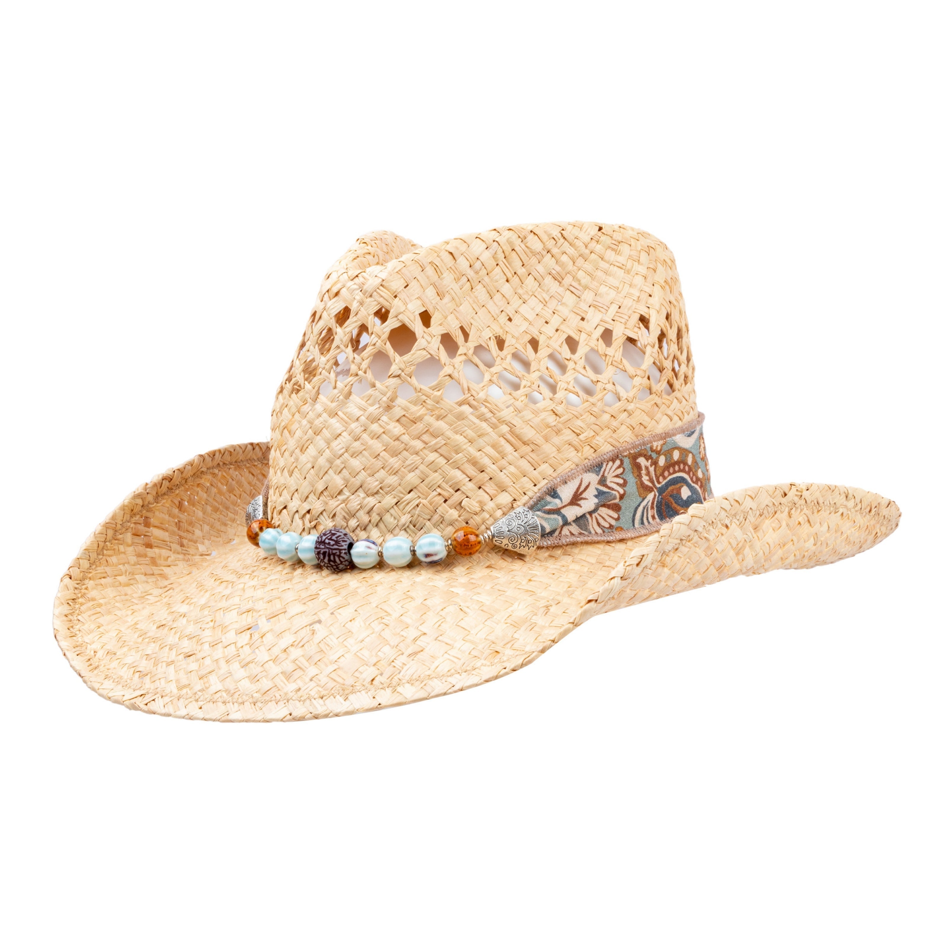 Sierra Raffia Straw Cowboy Hat – Handmade Western Summer Hat | Mix Brown